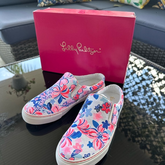 Lilly Pulitzer | Shoes | Lilly Pulitzer Pink And Blue Floral Sneakers ...